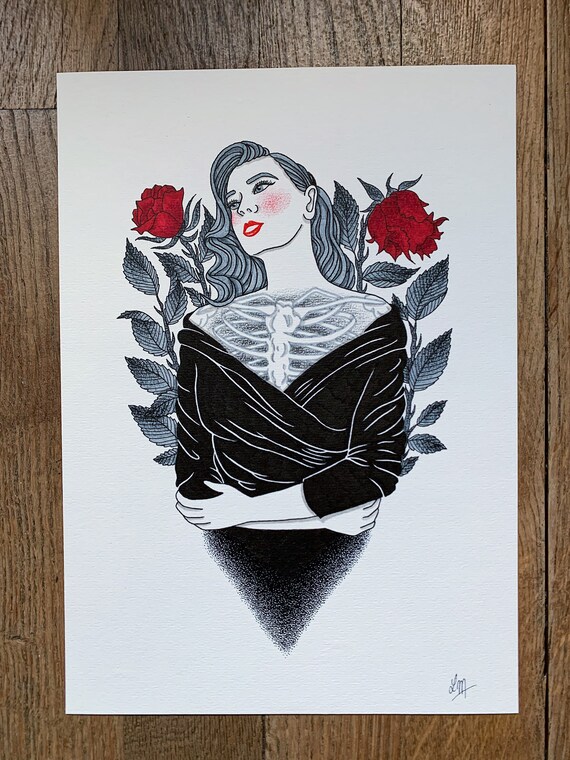 Original Drawing queen of Spades | Etsy