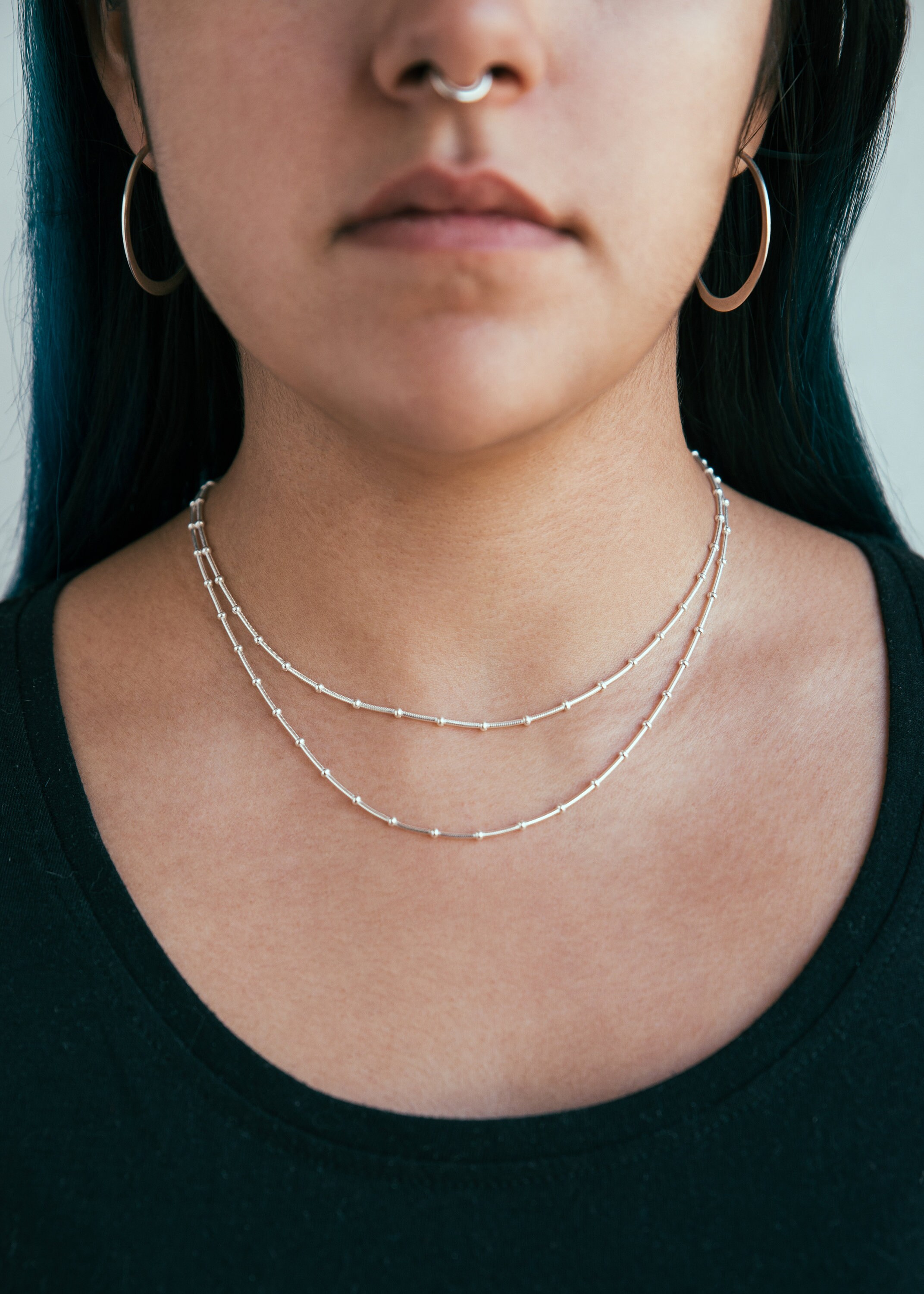 Satellite Sterling Silver Chain Layering Silver Necklace - Etsy