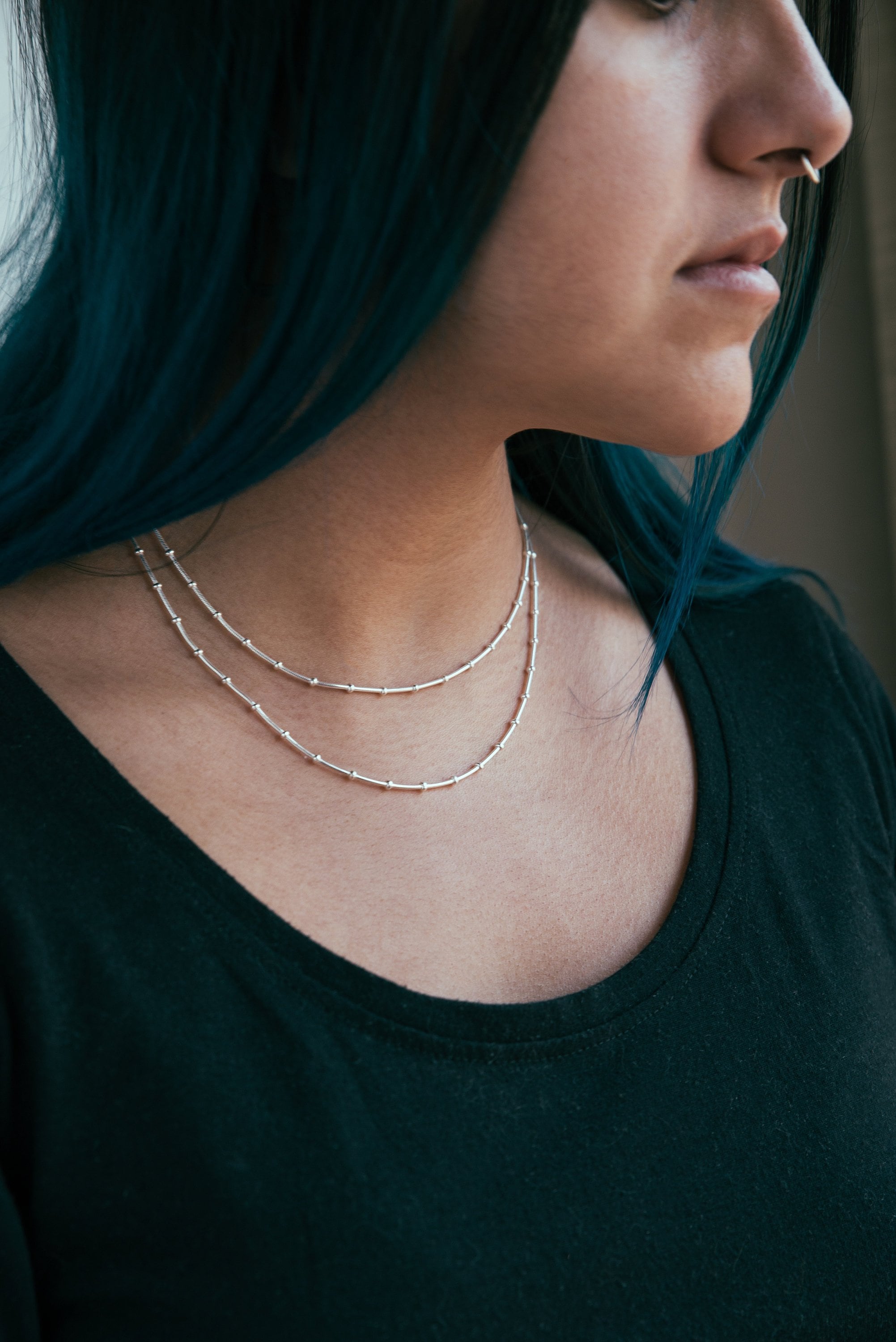 Satellite Sterling Silver Chain Layering Silver Necklace - Etsy