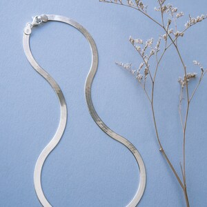 Flat Silver Chain, Layering Silver Necklace, Minimal Silver Necklace ...