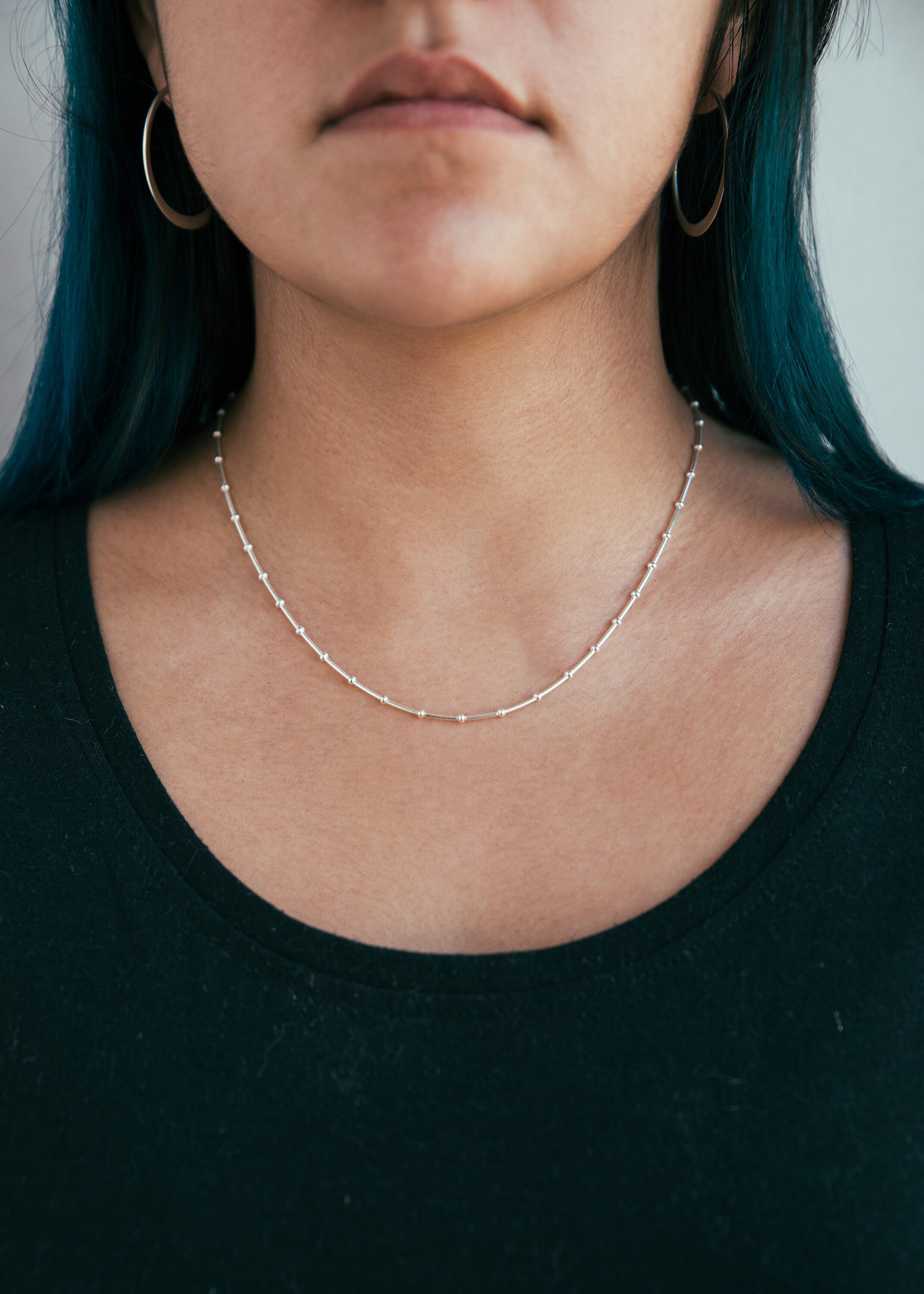 Satellite Sterling Silver Chain Layering Silver Necklace - Etsy