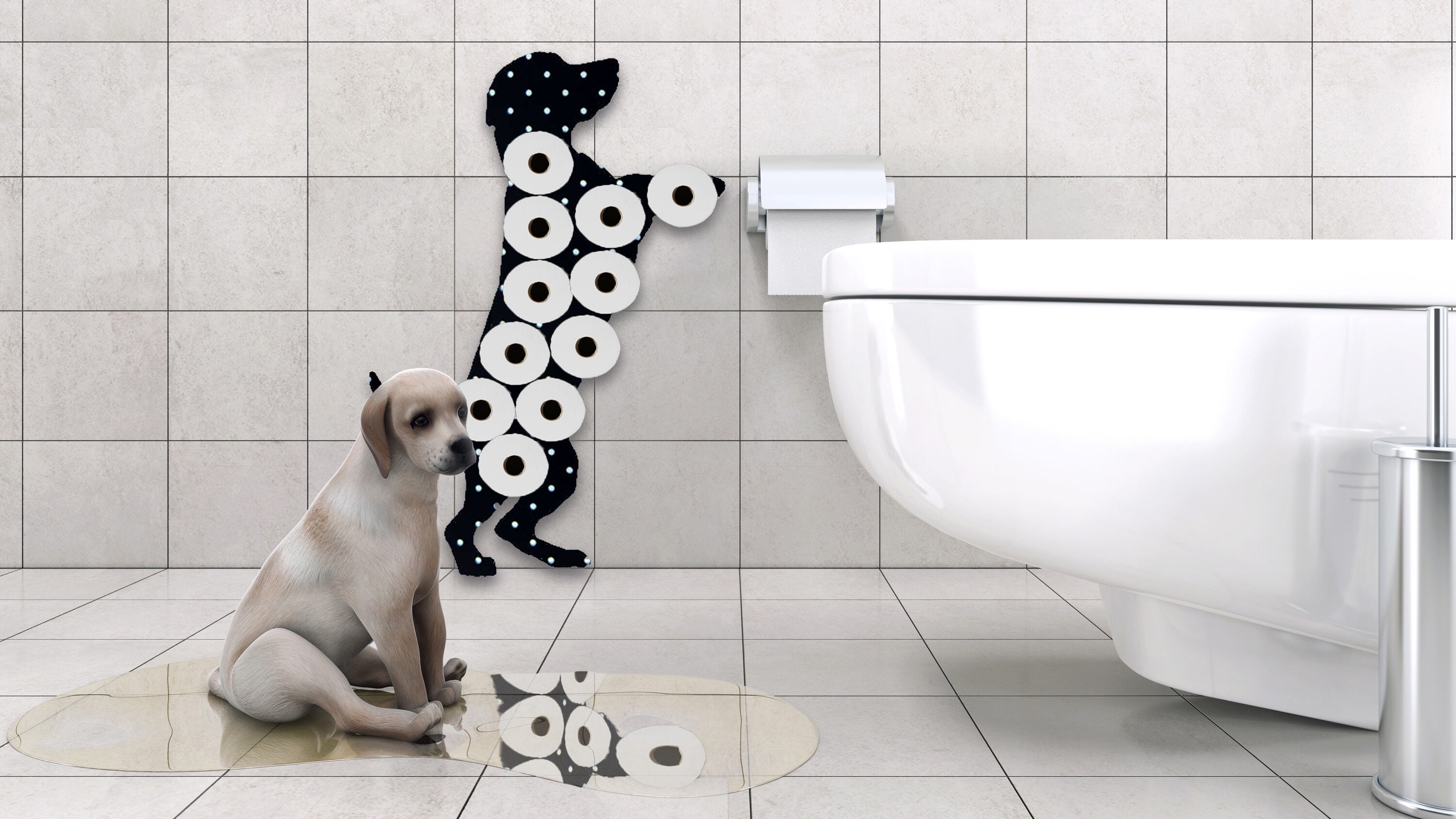 Standing Dog Toilet Paper Holder Wall Storage Small Space | Etsy