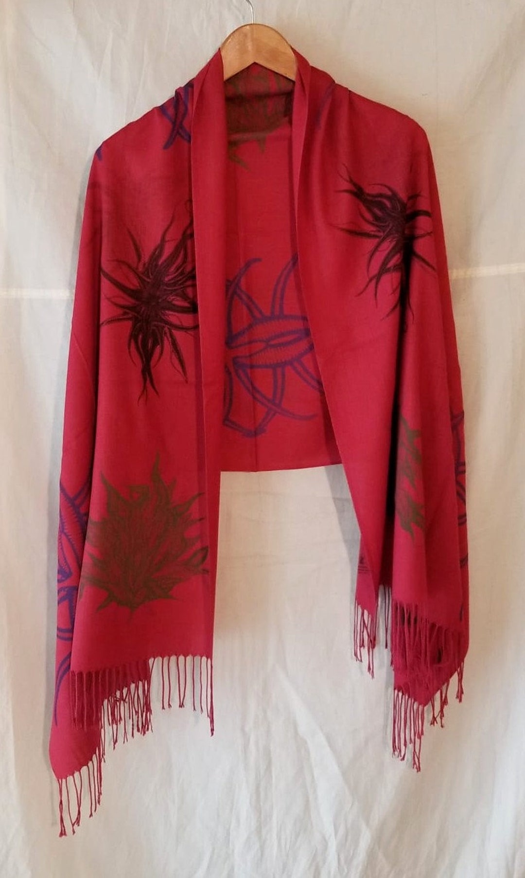 Hand-printed Art Shawl: Severyn Silk Screen Pen & Ink, 20 Unique ...