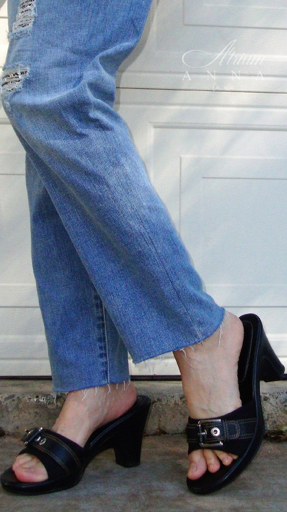 Tommy Hilfiger 90s Vintage ginger Black Wedges 9M Etsy