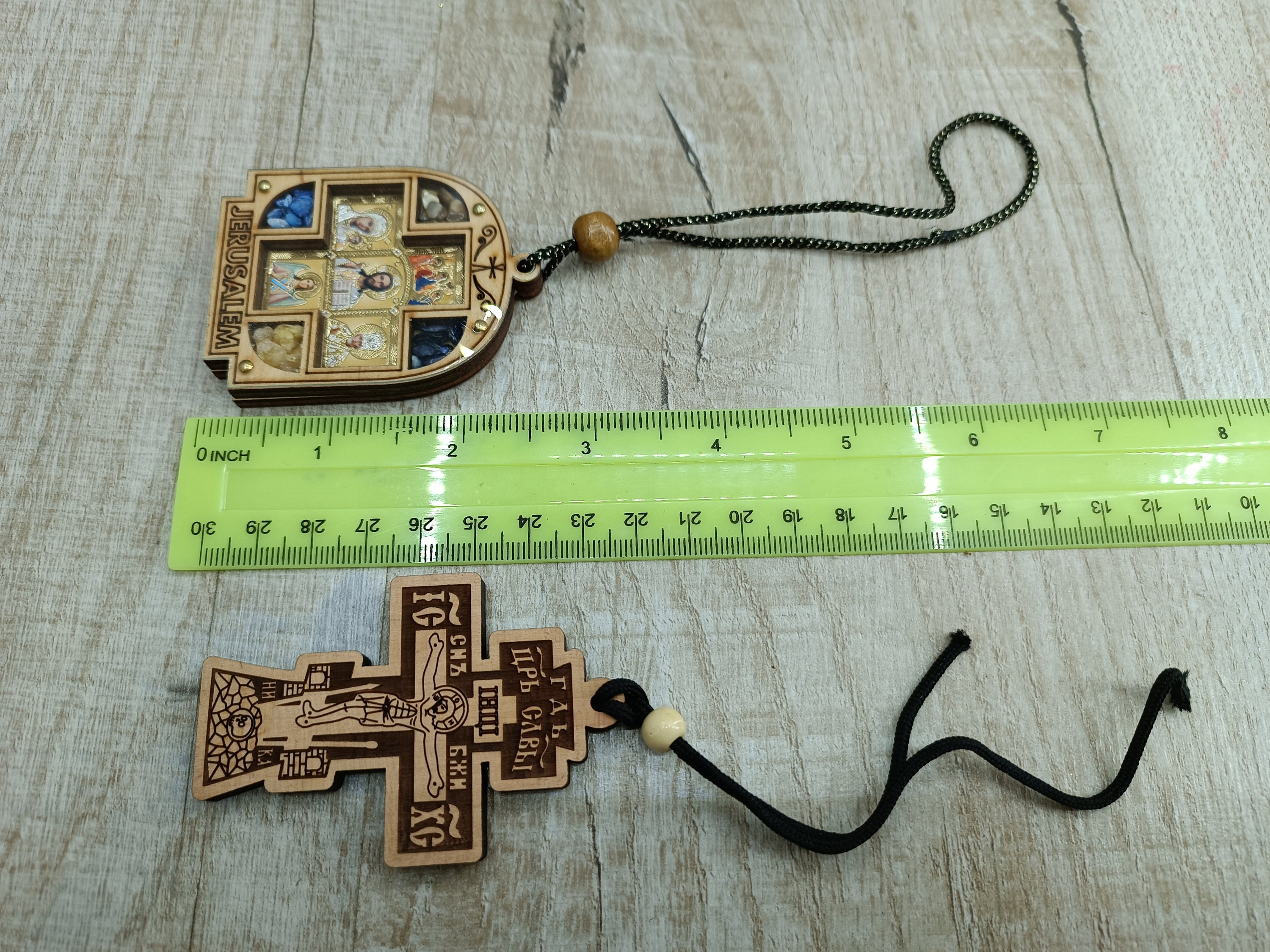 Christian Icon Car Amulet Mirror Cross Wooden Car Cross of Luck ...