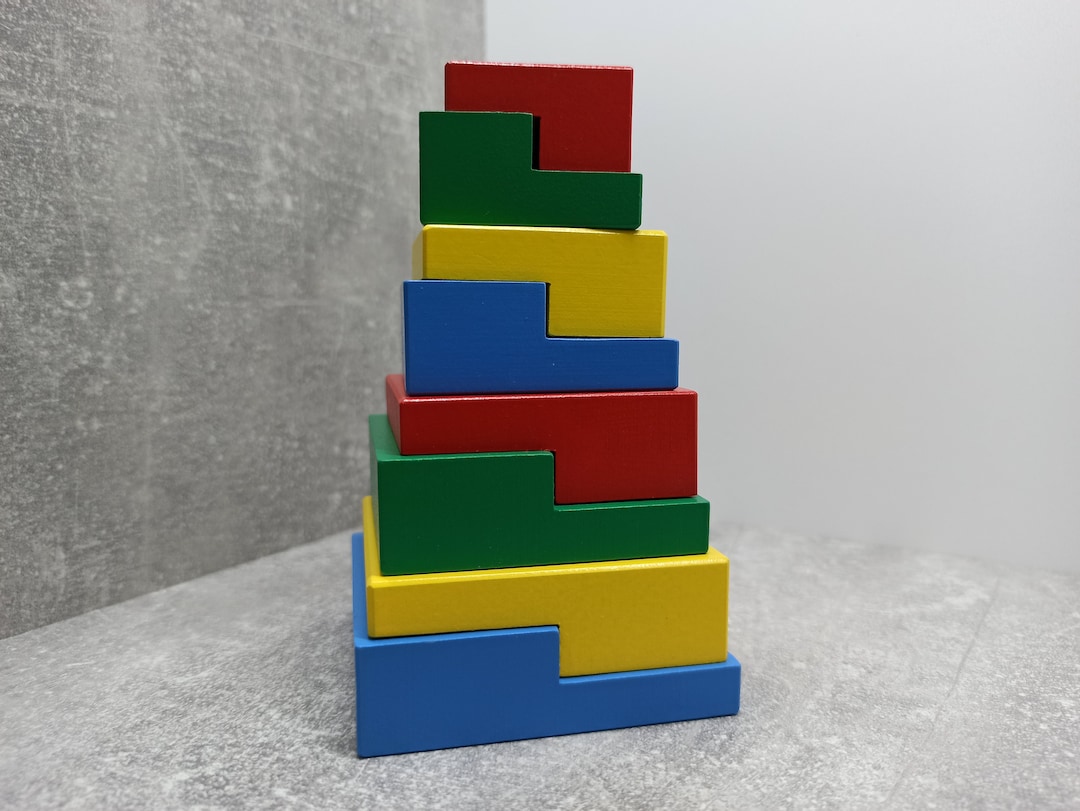 Wooden Square Pyramid Puzzle Montessori Ukraine Eco Game Smart Round ...