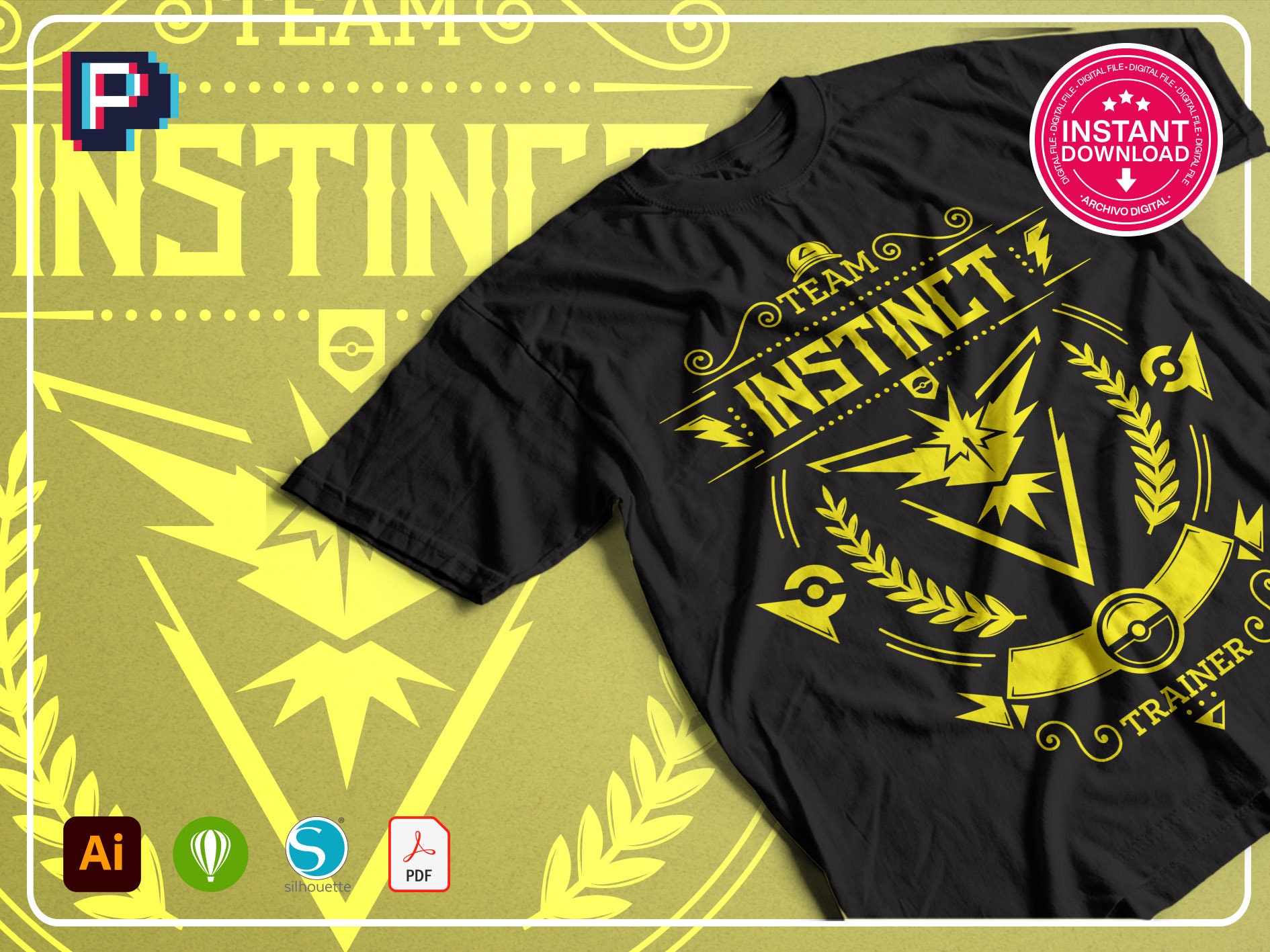 Pokemon Team Instinct Digital Instant Download SVG, DXF, STUDIO3, PNG ...