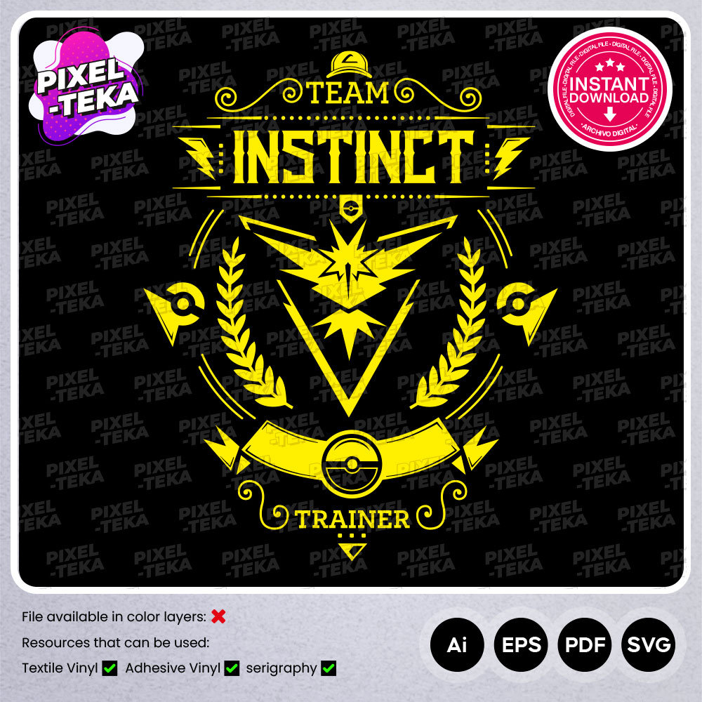 Pokemon Team Instinct Digital Instant Download SVG, DXF, STUDIO3, PNG ...