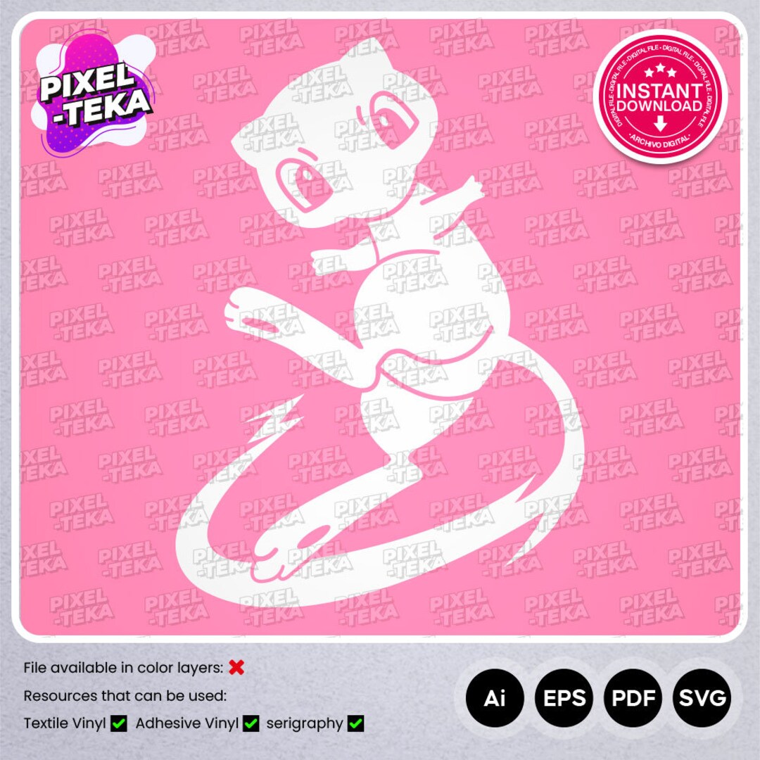 Mew Cutting File SVG, DXF, STUDIO3, PNG - Etsy UK