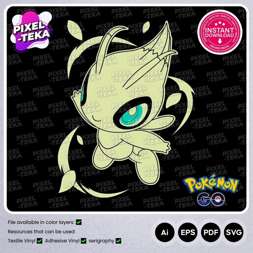 Celebi Pokemon Go T-shirt Digital Instant Download | Ai, EPD, SVG, PDF ...