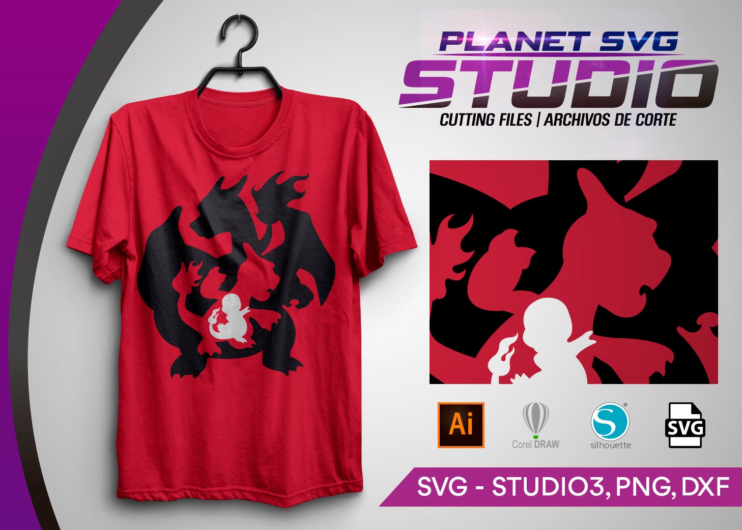 Charmander Evolution Cutting File SVG, DXF, STUDIO3, PNG - Etsy