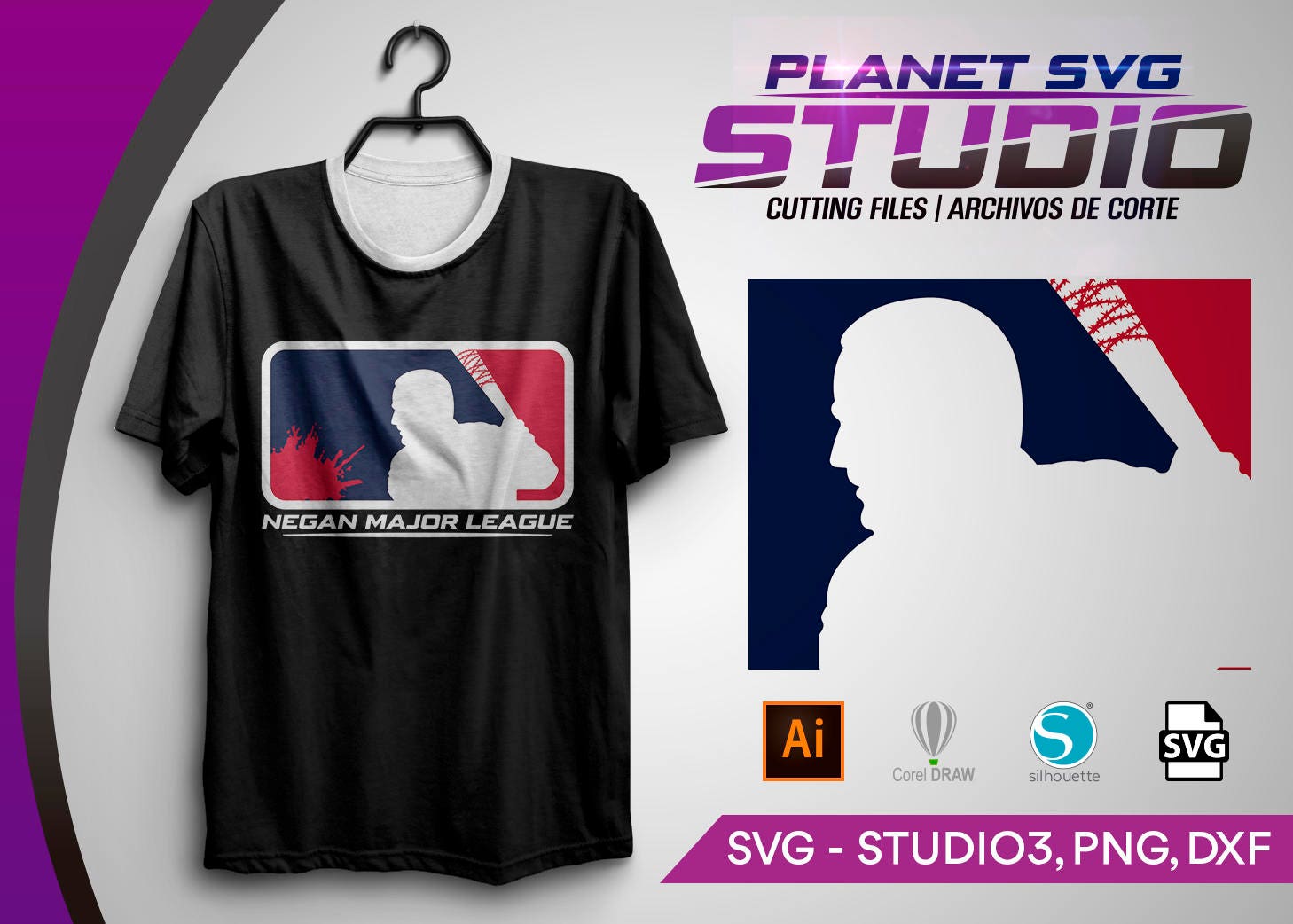 Negan Major League Cutting File SVG, DXF, STUDIO3, PNG - Etsy