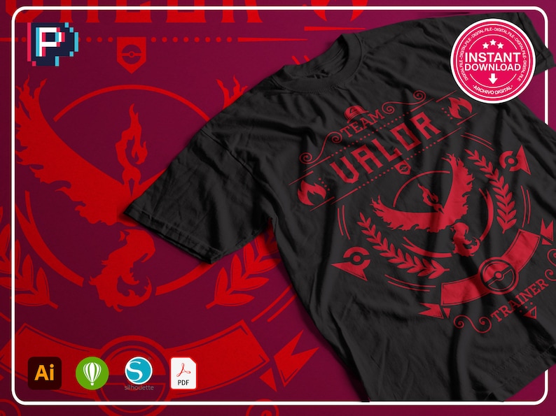 Pokemon Team Valor Digital Instant Download | SVG, DXF, STUDIO3, PNG - Etsy