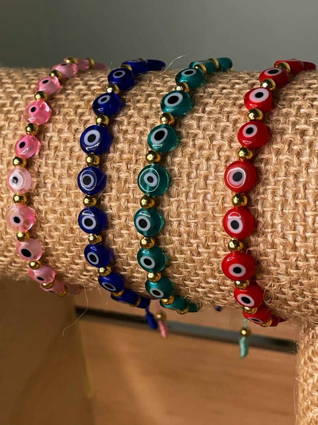 Small Evil Eye Bracelet, Red Evil Eye, Protection Amulet, Colorful Evil ...