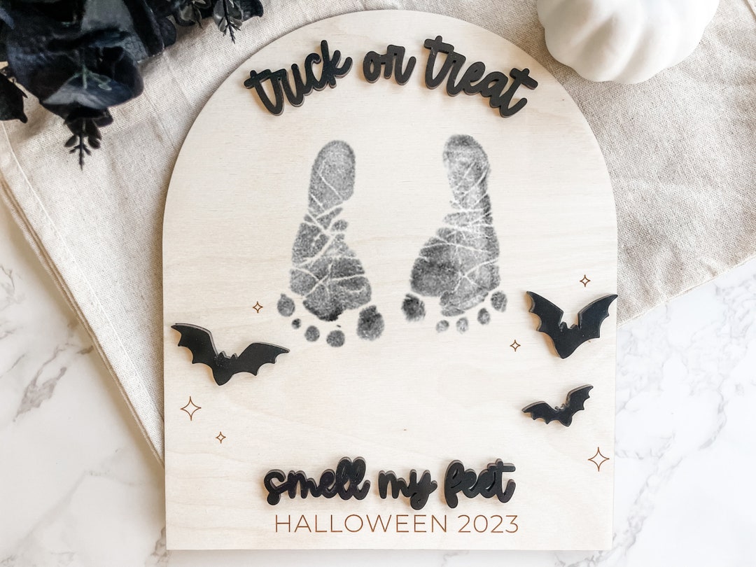 DIY Halloween Footprint Sign, Baby's First Halloween, Halloween Sign ...