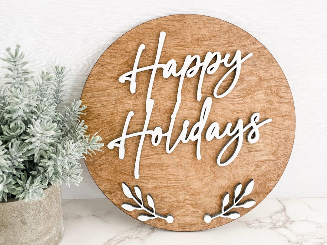 Happy Holidays Sign, Christmas Door Hanger, Farmhouse Christmas Decor ...