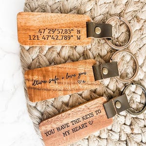 Handcrafted Wooden Keychain, Personalized Gift for Him or Her ...