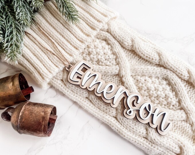 Hand Lettered Personalized Christmas Stocking Tags, Customized Stocking ...