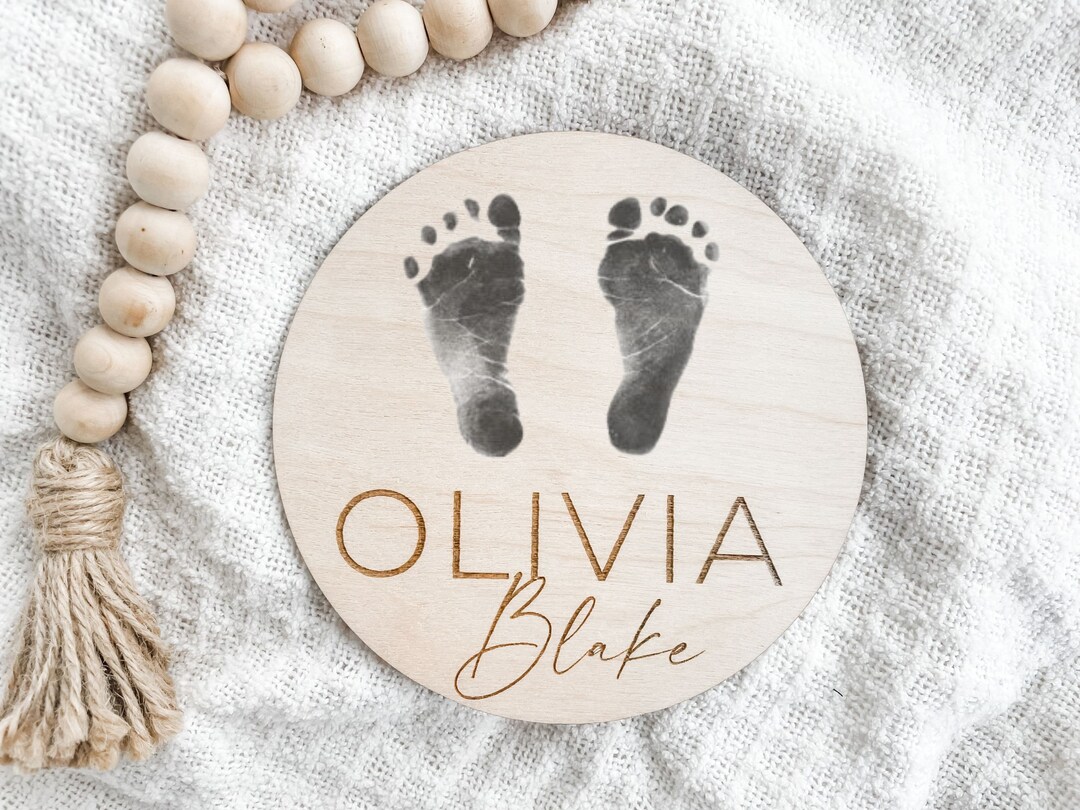 Baby Footprint Sign, Newborn Footprint Sign, Baby Name Sign for ...
