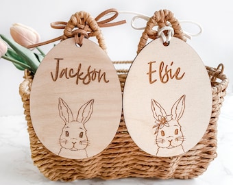 Bunny Easter Basket Tags, Easter Basket Tag, Personalized Easter Tag ...