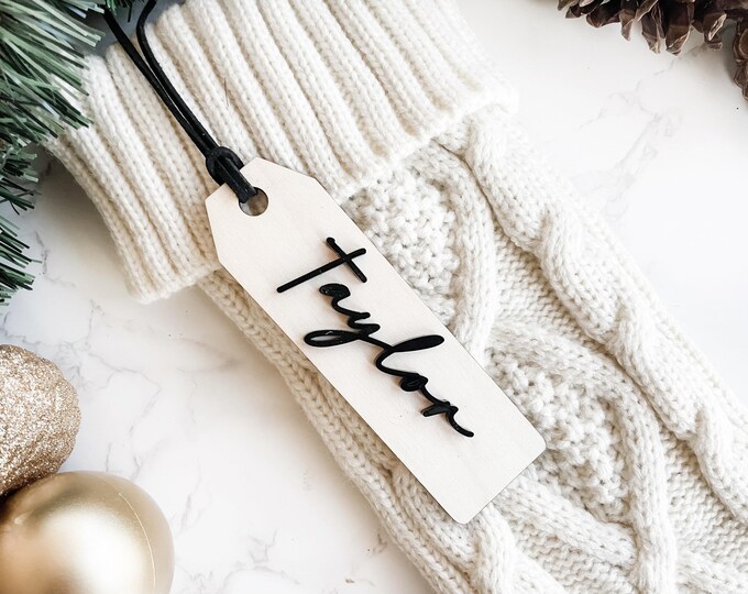 Hand Lettered Personalized Christmas Stocking Tags, Customized Stocking ...
