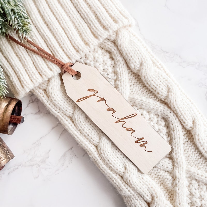 Stocking Name Tag - Etsy
