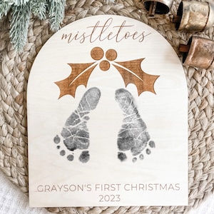 Mistletoes Baby Footprint, Babys First Christmas, Christmas Keepsake ...