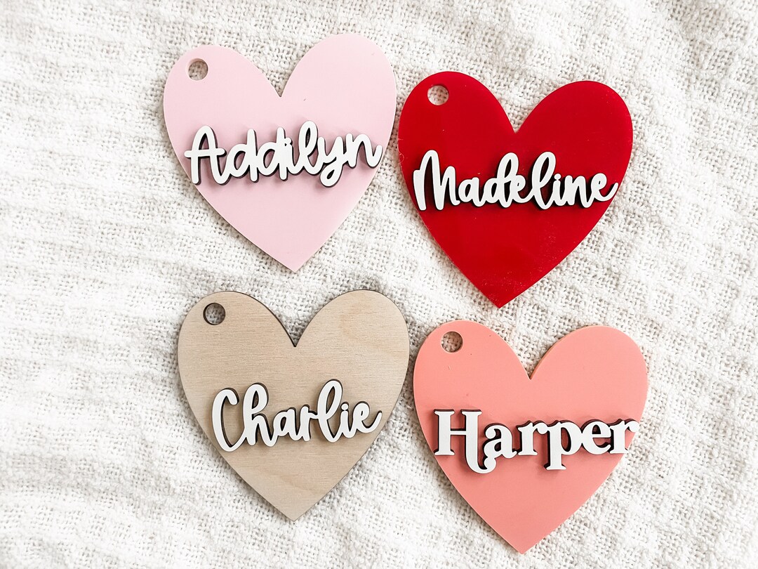 Valentine's Day Name Tags, Heart Name Tag, Valentine's Basket Tag ...