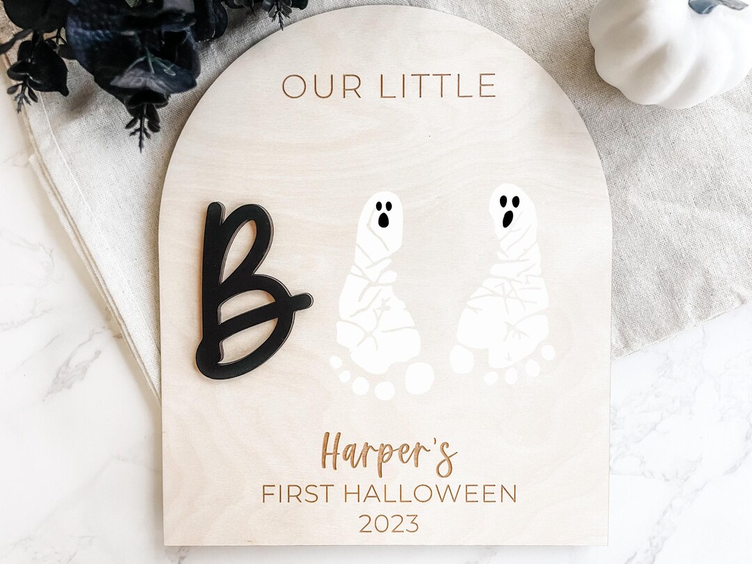 DIY Halloween Footprint Sign, Baby's First Halloween Sign, Our Little ...