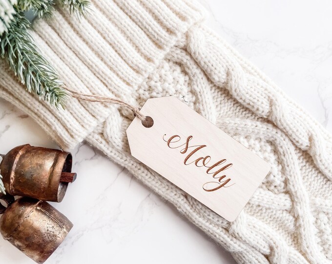 Hand Lettered Personalized Christmas Stocking Tags, Customized Stocking ...