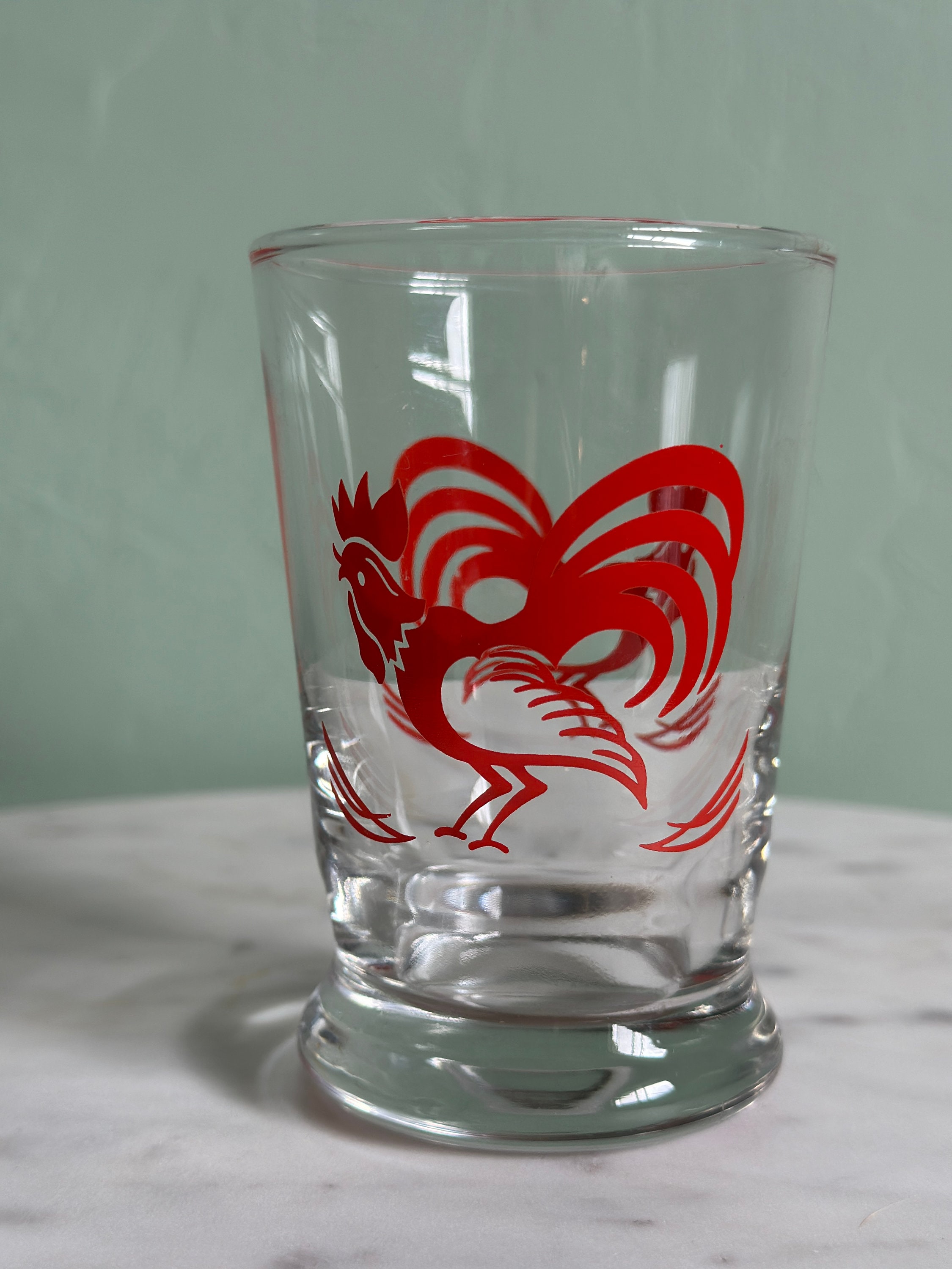 Libbey Glass Company Retro Red Rooster Flat Juice Glass LRS95 - Etsy