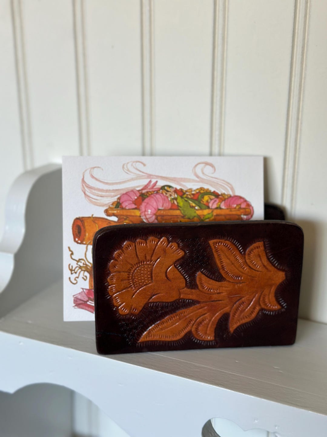 Hand-tooled Leather and Wood Letter Holder - Etsy