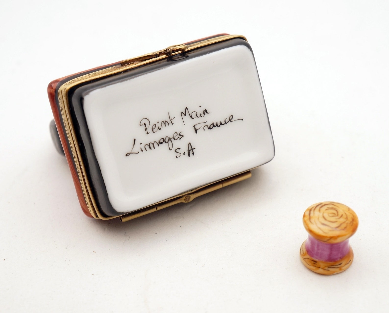 Authentic French Porcelain Hand Painted Limoges Box Beautiful Sewing ...