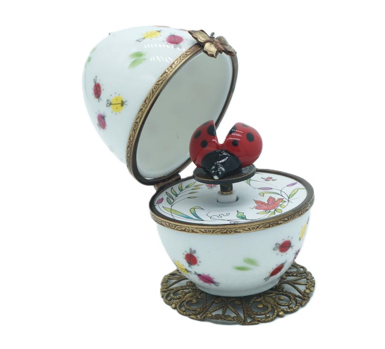 Limoges Porcelain Music Box: Ladybug Egg, Waltz of the Flowers - Etsy