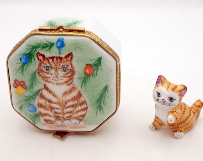 Authentic French Porcelain Hand Painted Limoges Box Christmas Scene ...