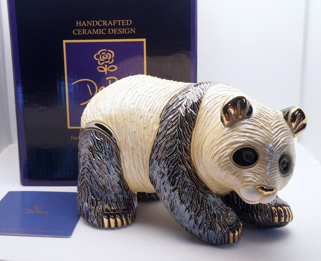 De Rosa Rinconada Large Figurine Amazing Panda Animal Gold Enamel ...