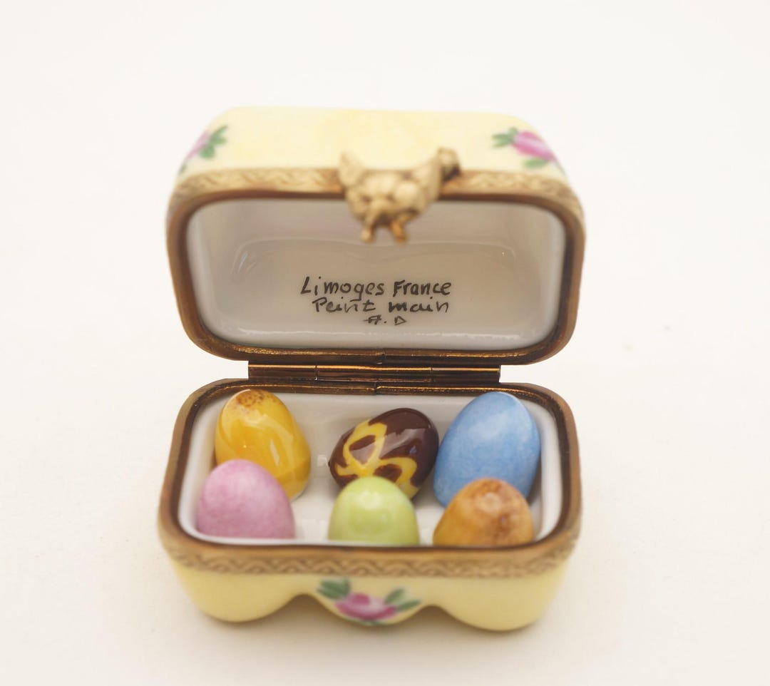 Limoges Box – Hand-painted Easter Egg Carton, Chicken Clasp - Etsy