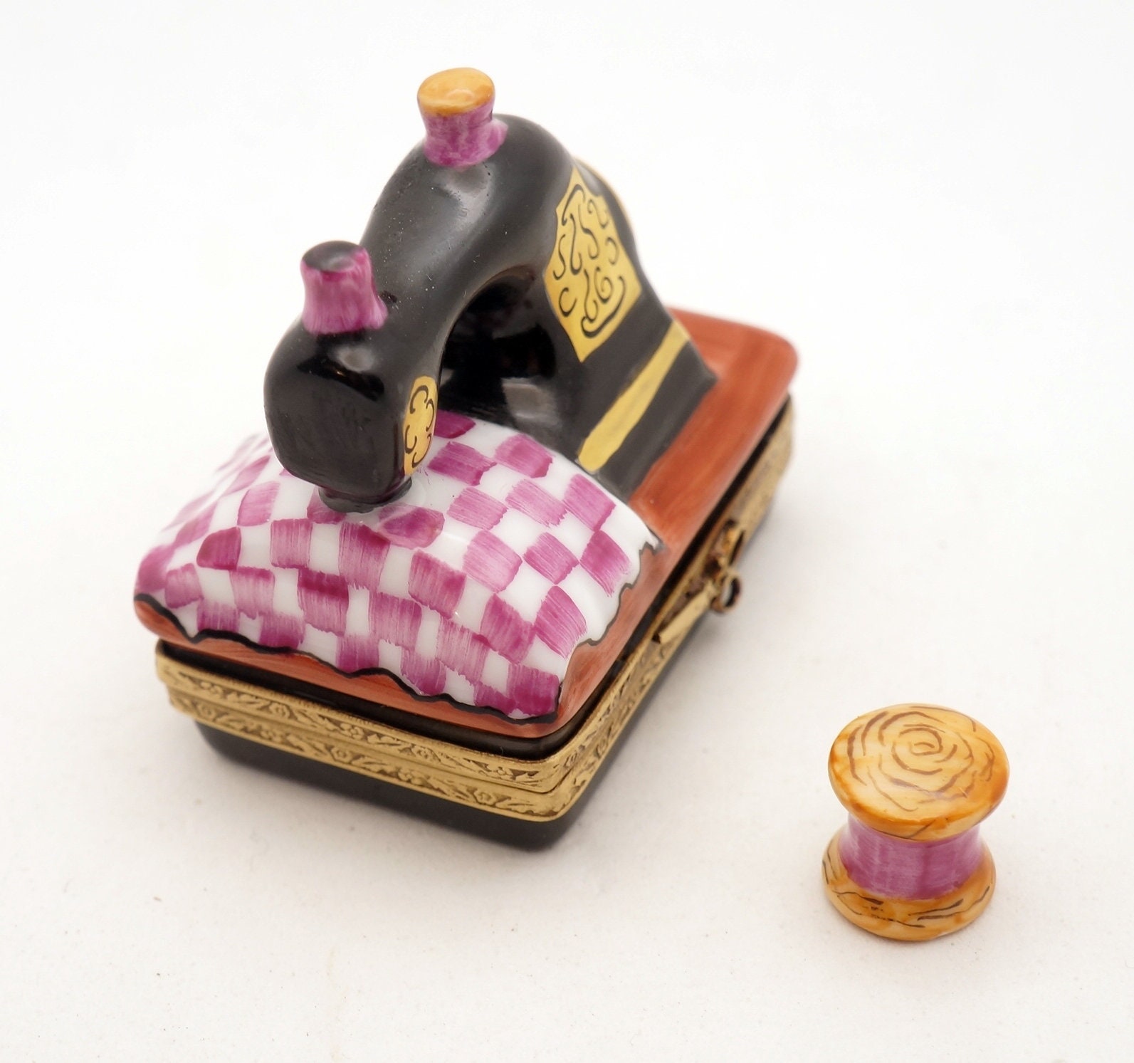 Authentic French Porcelain Hand Painted Limoges Box Beautiful Sewing ...