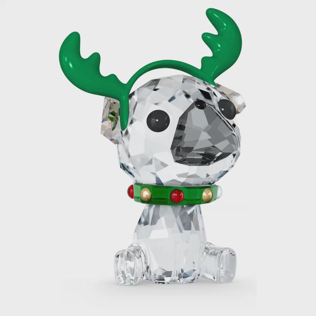 Swarovski Crystal Pug Figurine: Holiday Cheers Collection - Etsy