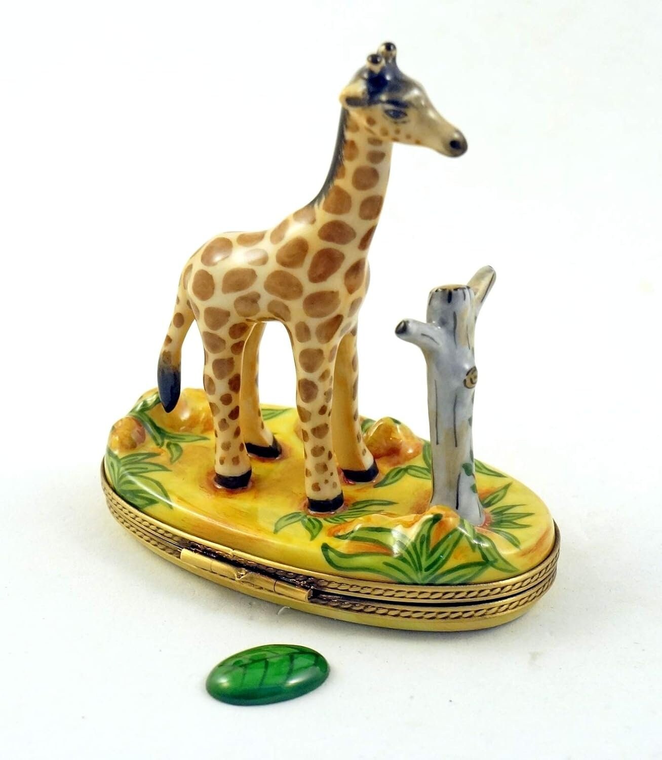 French Limoges Trinket Box Amazing Giraffe Animal in African Grassland ...