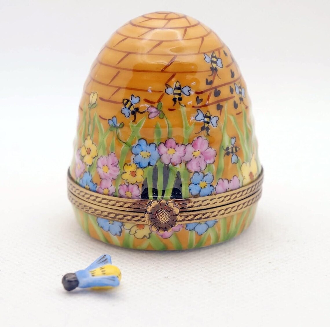 Amazing Colorful Beehive With Miniature Porcelain Removable Bee ...