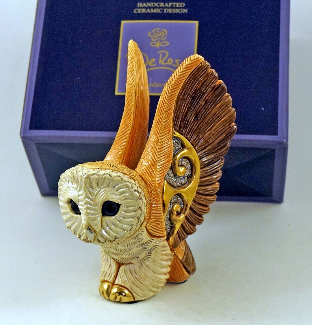 De Rosa Rinconada Figurine Amazing Barn Owl Gold Enamel Derosa - Etsy
