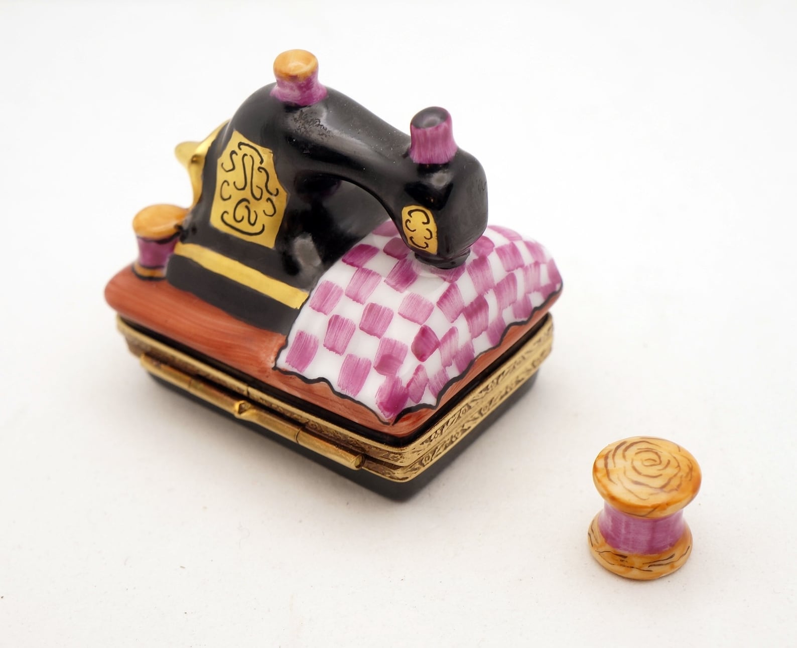 Authentic French Porcelain Hand Painted Limoges Box Beautiful Sewing ...
