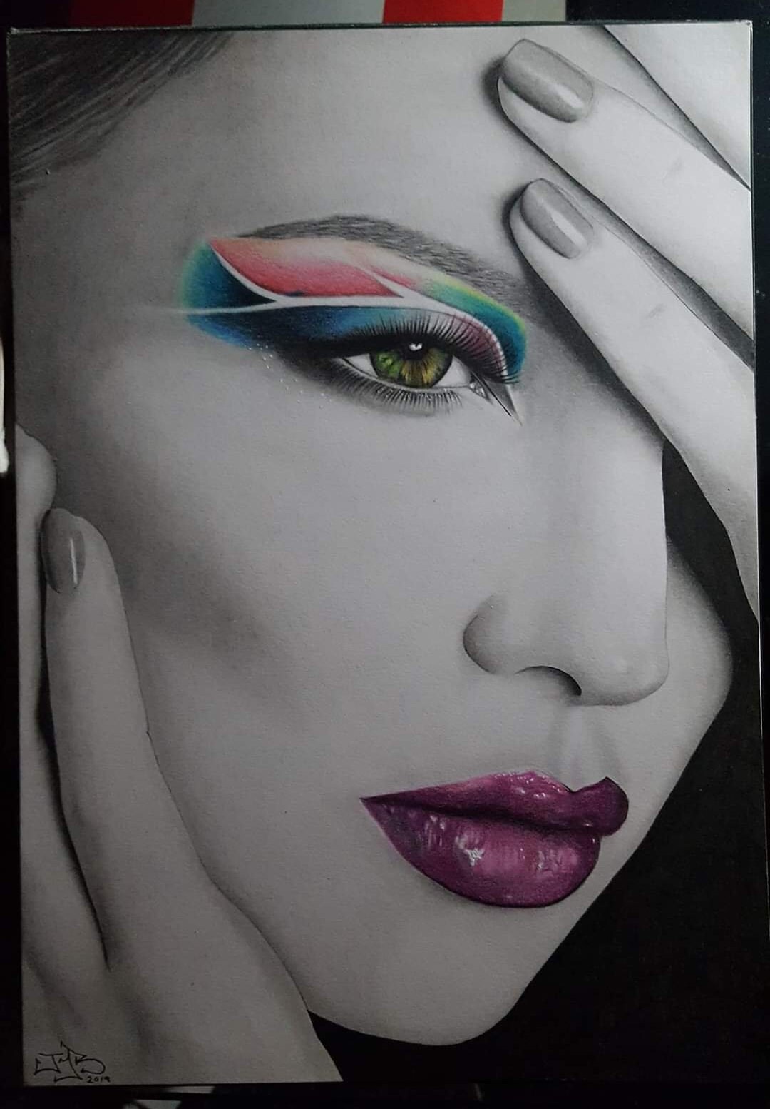 Original A4 Pencil Portrait' Female Model With Touch of Colour ...