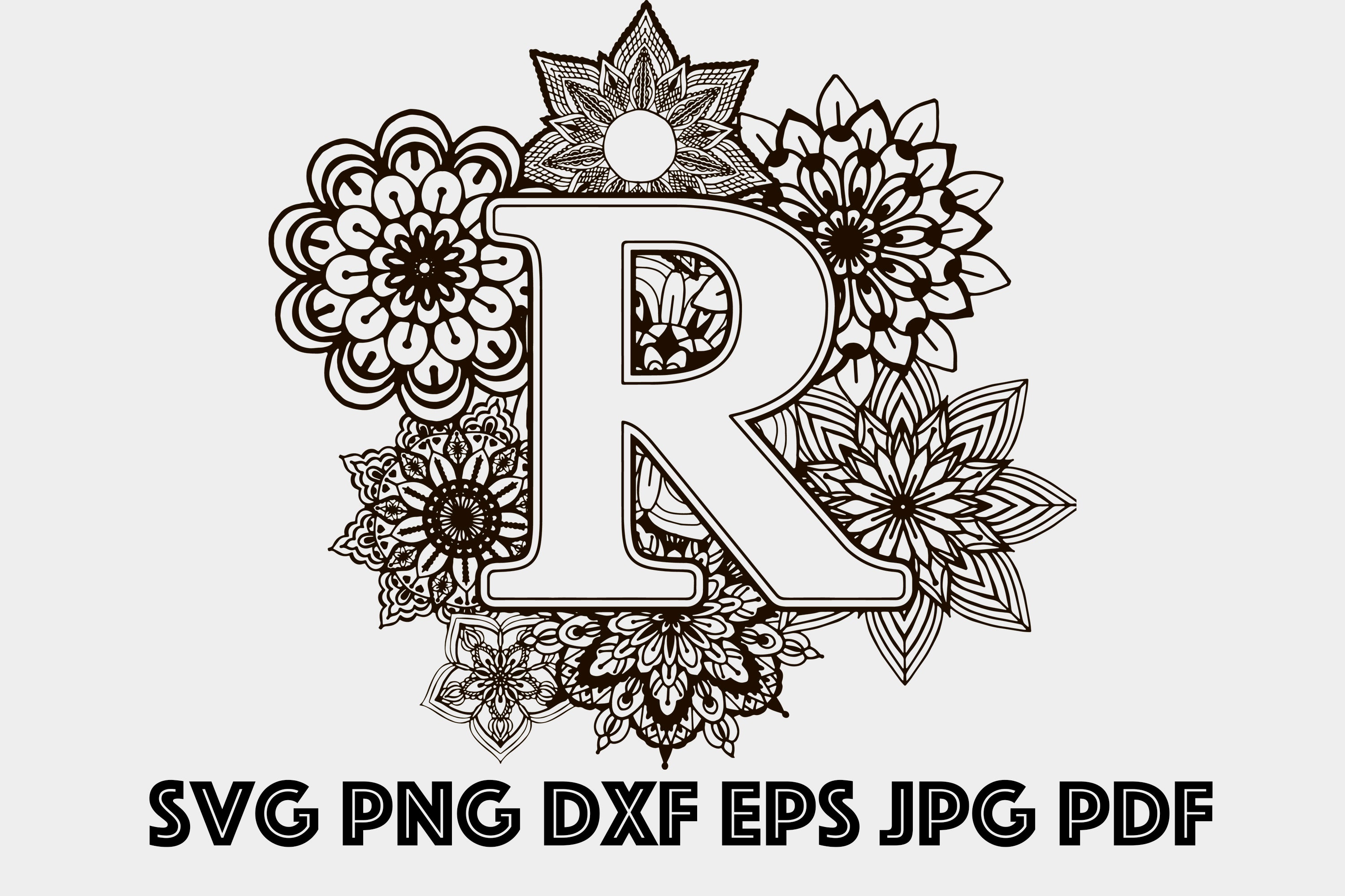 Letter R Mandala SVG Monogram Svg Monogram Alphabet Svg | Etsy