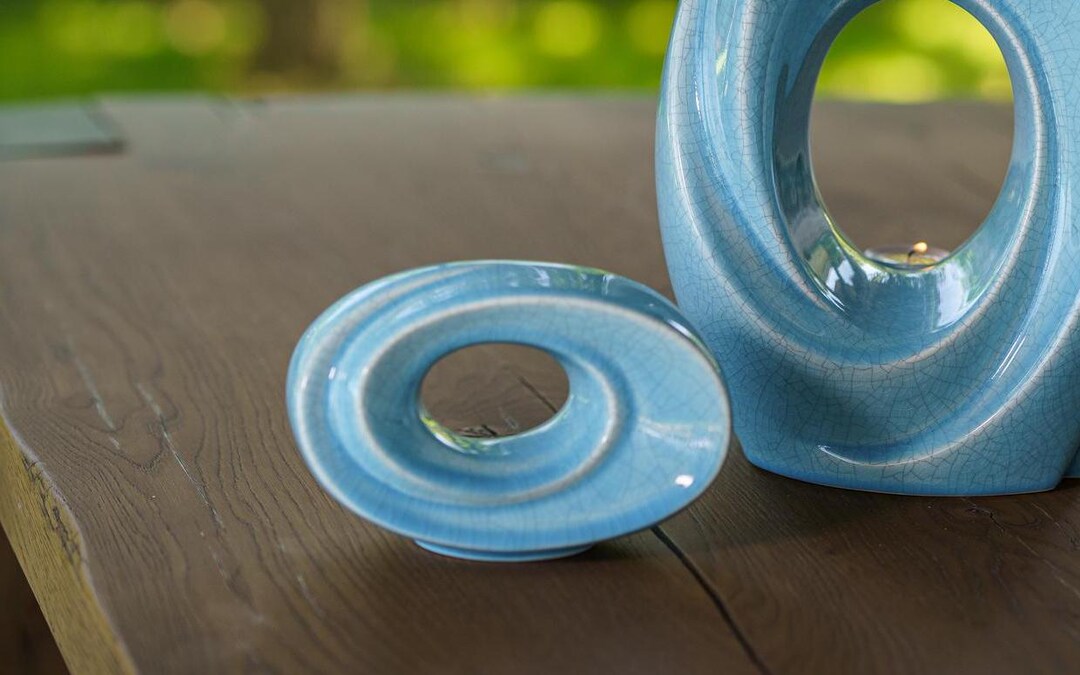 Cremation Keepsake Urn the Passage - Small Urn | Blue Craquelure ...
