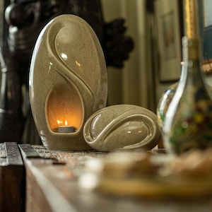 Cremation Urn for Ashes "eternity" - Large | Beige Grey | Ceramic Urn ...