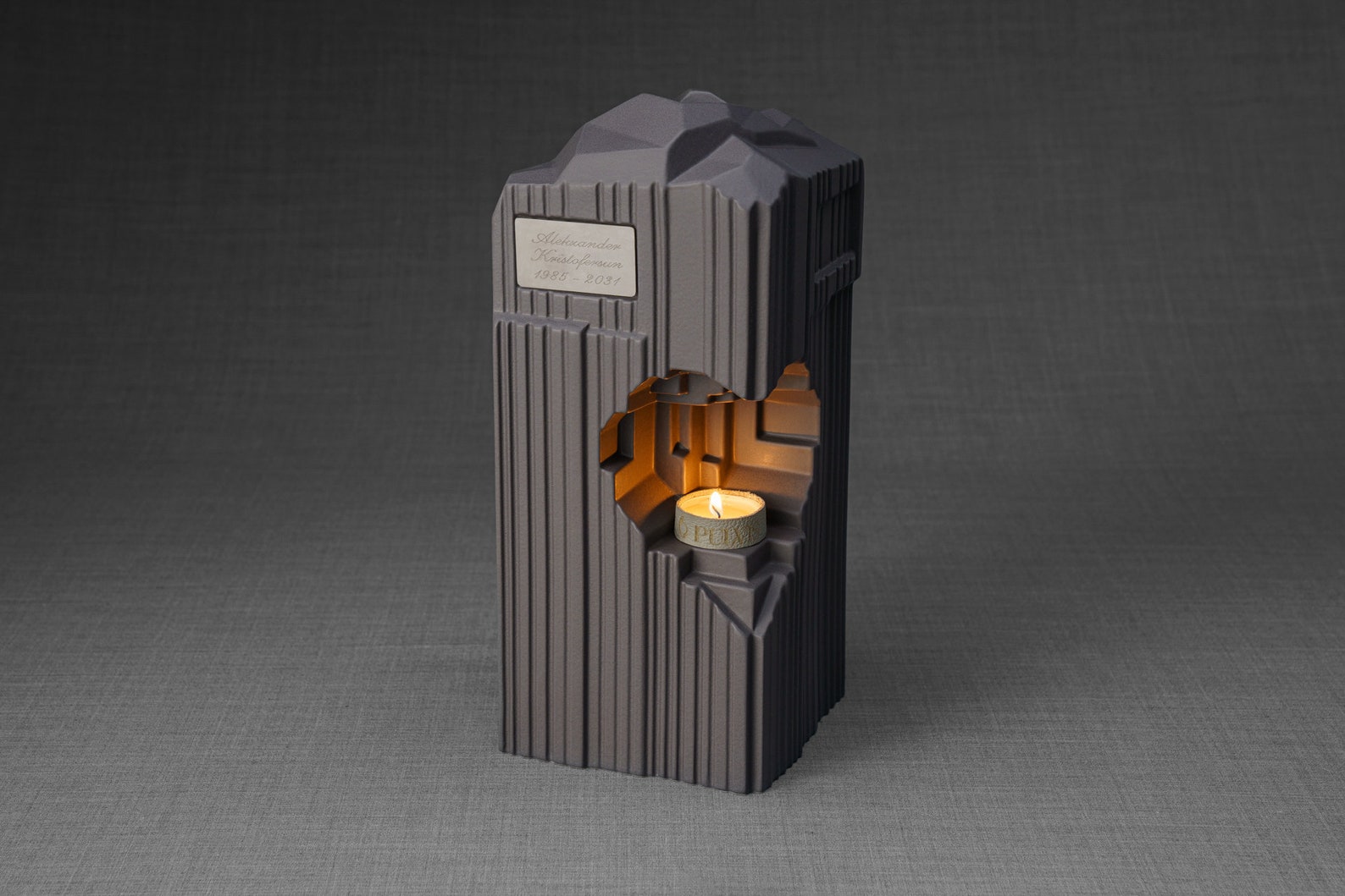 Cremation Candle Urn for Ashes Heart - Large | Grey Matte | Ceramic Urn ...
