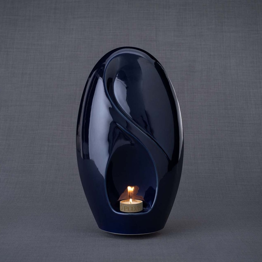Cremation Urn for Ashes Eternity - Large | Cobalt Metallic | Ceramic ...