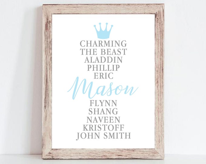 Personalized Princess Baby Girl Print, Fairytale Princess Name Wall Art ...